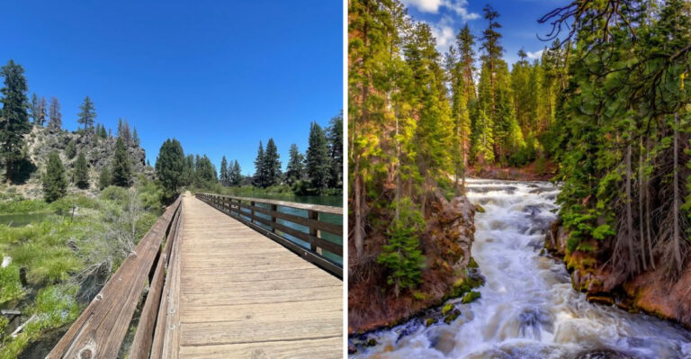 This Easy 1.7-Mile Oregon Trail Ends at a Viewing Platform Above the Rapids